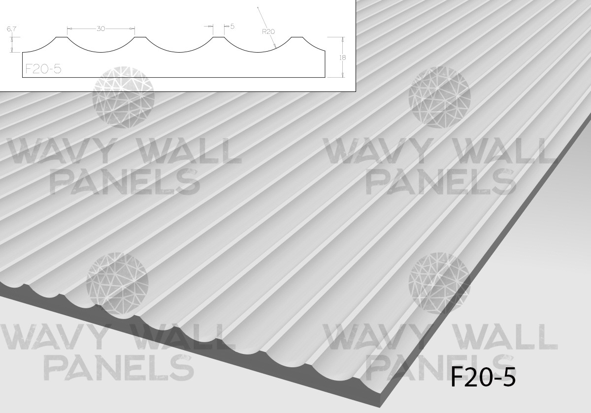 F20-5 Concave Fluted Wall Panel 2.4m x 1.190m