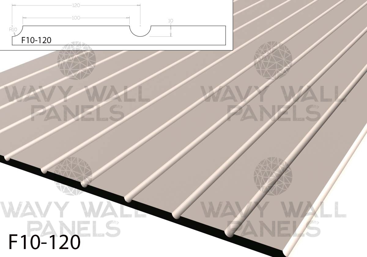 F10-120 Concave Fluted Wall Panel 2.4m x 1.2m